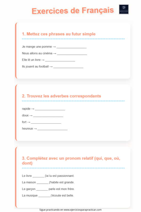 Francés 6 de primaria - Ejercicios ilimitado para practicar