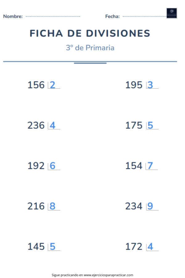Divisiones tercero de primaria