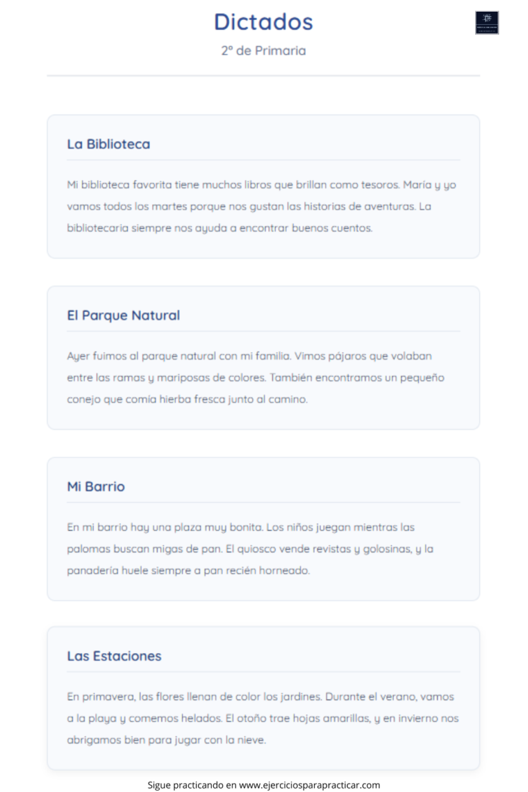 Dictados para Segundo de Primaria - Dictados ilimitados