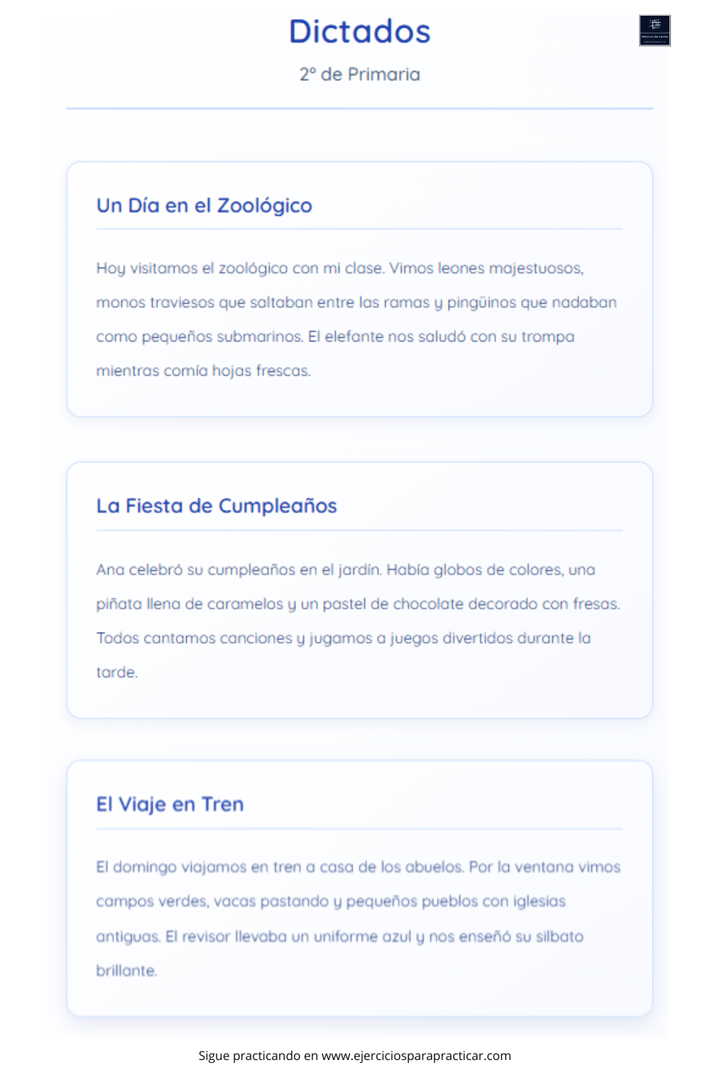 Dictados para Segundo de Primaria - Dictados ilimitados