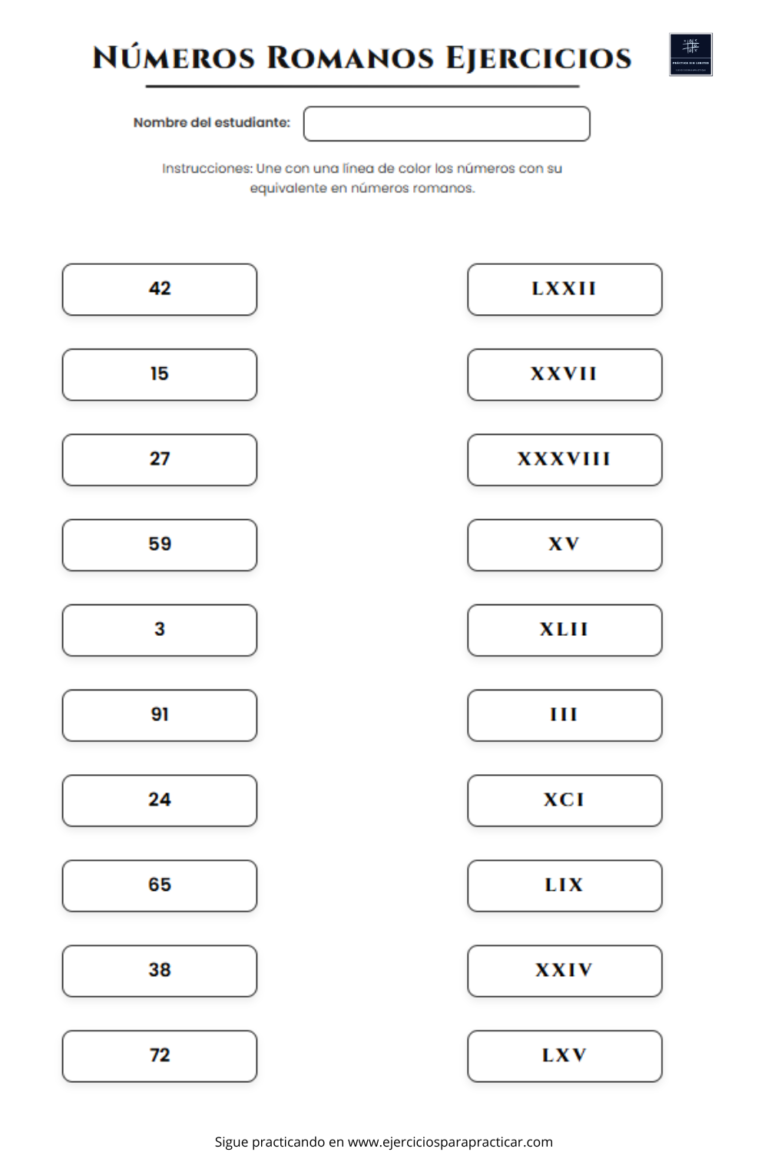 Ejercicios Números Romanos para segundo de primaria 🧮