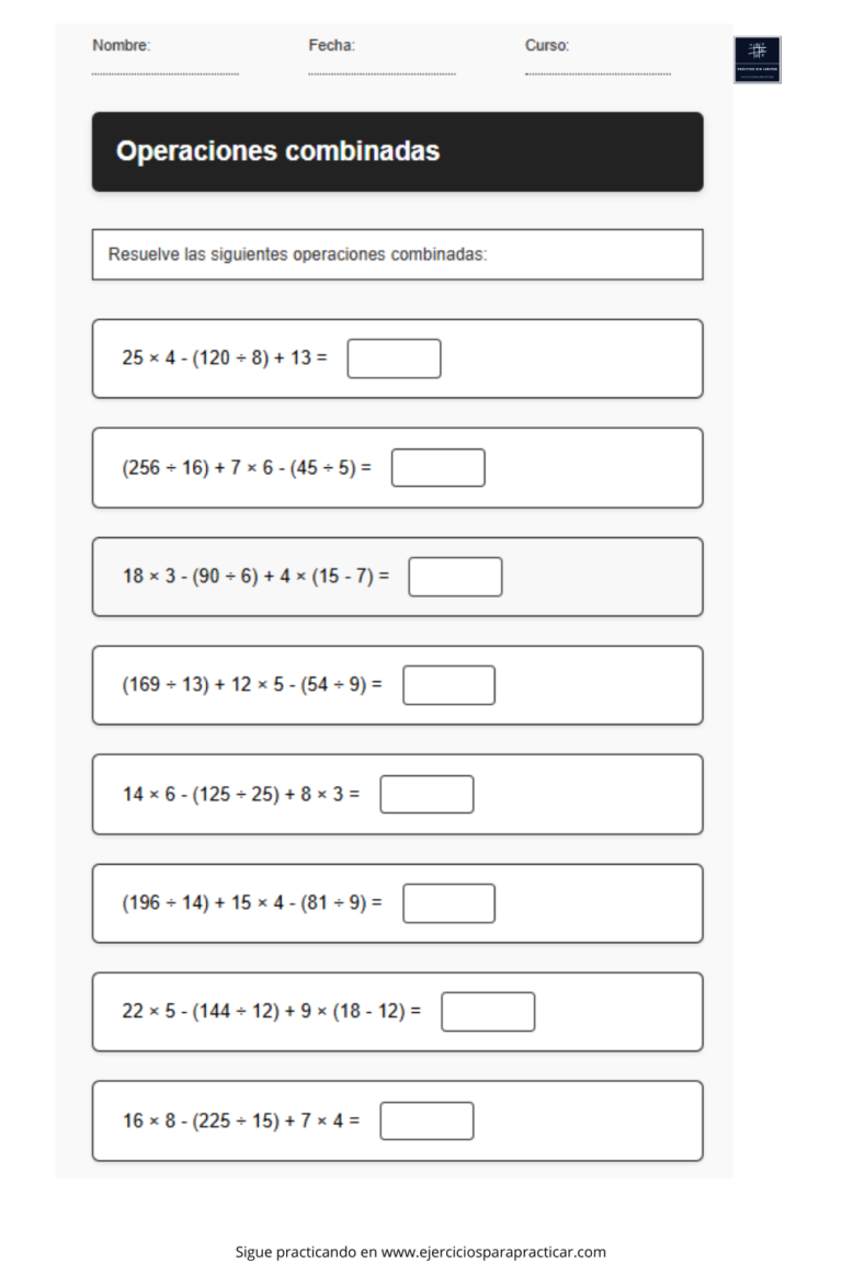 Operaciones combinadas sexto de primaria