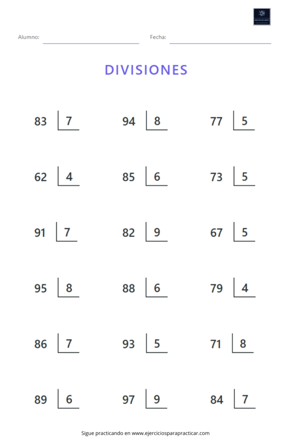 Recursos de división para practicar sin limites