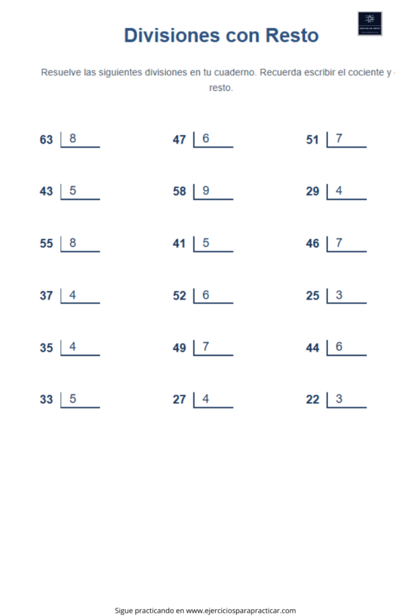 Recursos de división para practicar sin limites